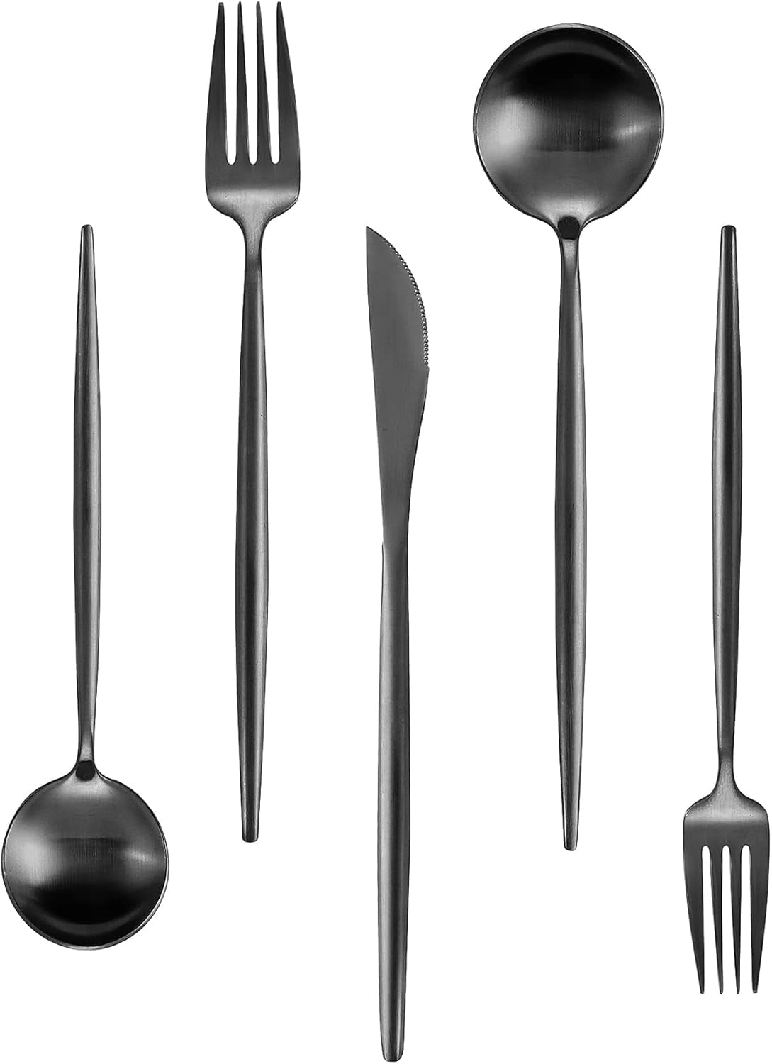 Matte Black Silverware Set for 12, 60 Pieces Stainless Steel Flatware ...