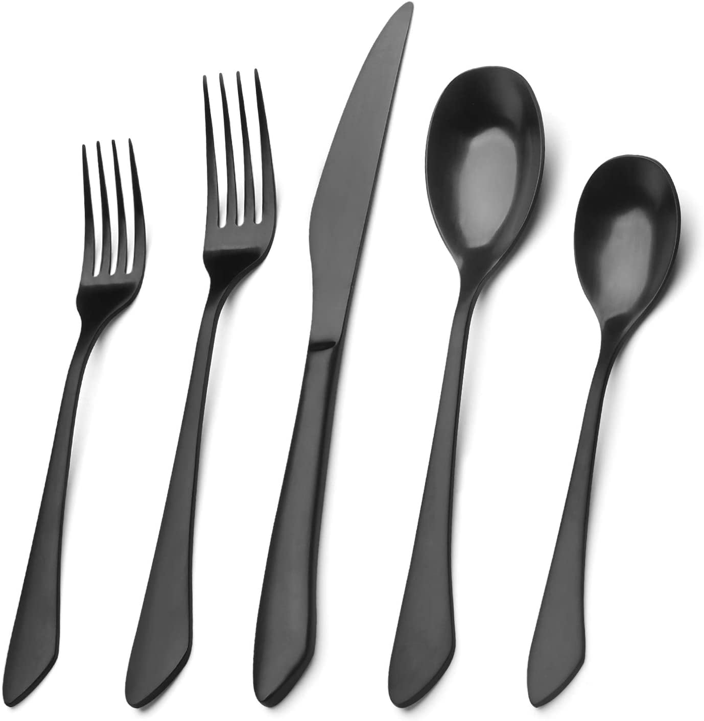"Matte Black Silverware Set, 20-Piece Stainless Steel Flatware Set ...
