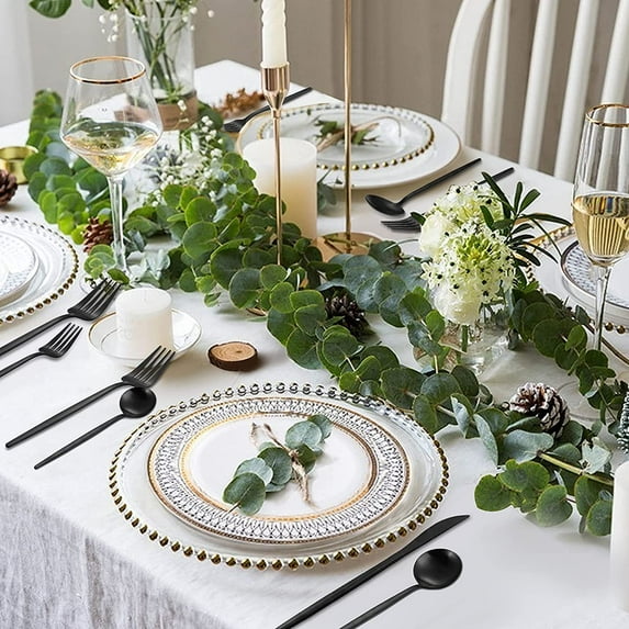 Matte Black Silverware Set, 40-Piece Stainless Steel Flatware Set ...