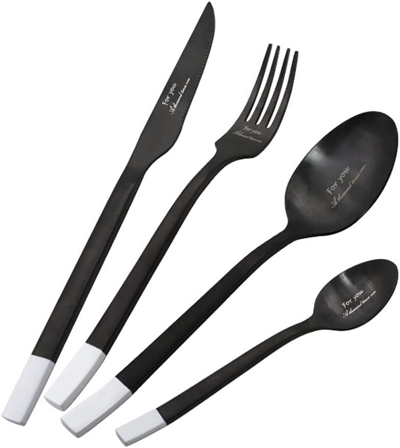 Matte Black Silverware Set 70 Piece Stainless Steel Flatware Set for 16 ...