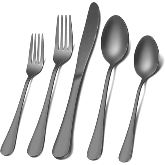 Matte Black Silverware Set for 8, 40 Pieces Stainless Steel Flatware ...