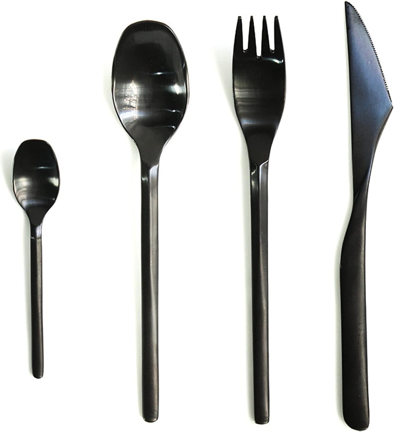 Matte Black Silverware Set Durable 18/10 Stainless Steel Flatware Sets ...