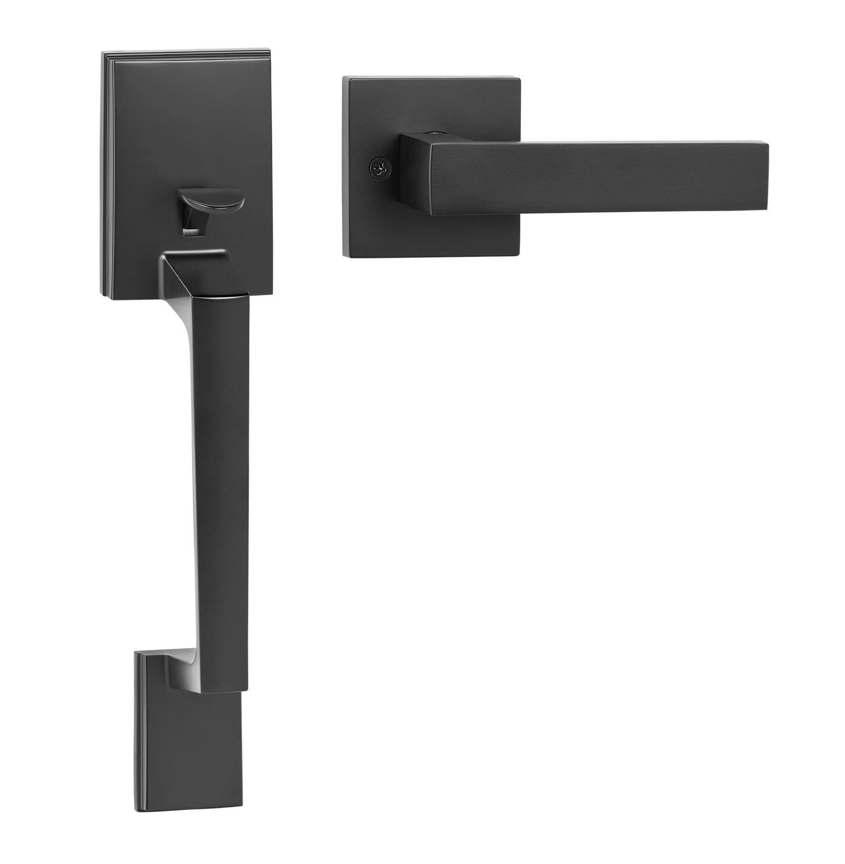 Matte Black Square Front Door Handle Set, Adjustable Lever Door Handle ...