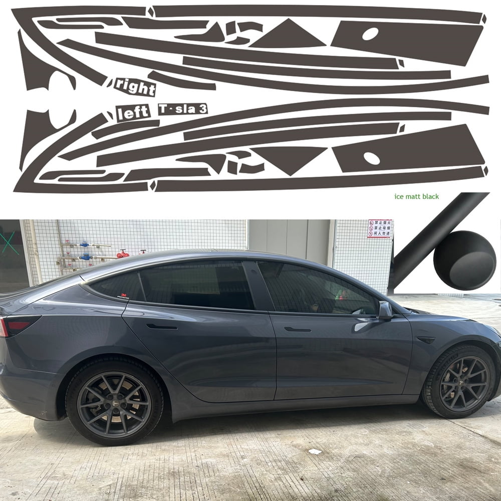 Matte Black Sticker Chrome Delete Window Trims For Tesla Model 3 2017 ...