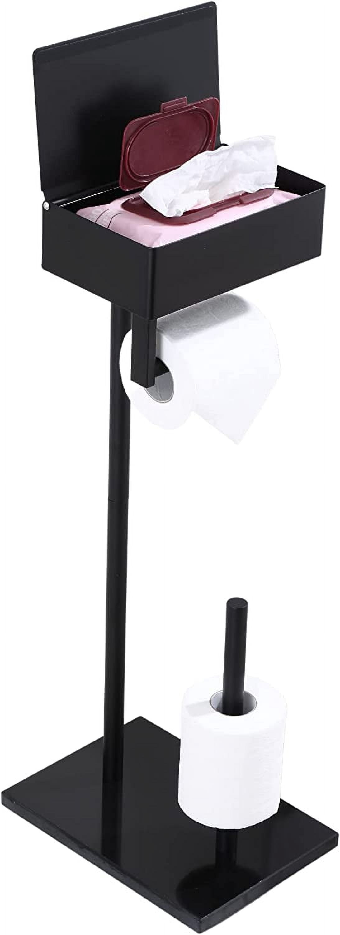 Matte Black Toilet Paper Holder Free Standing Toilet Paper Holder with ...