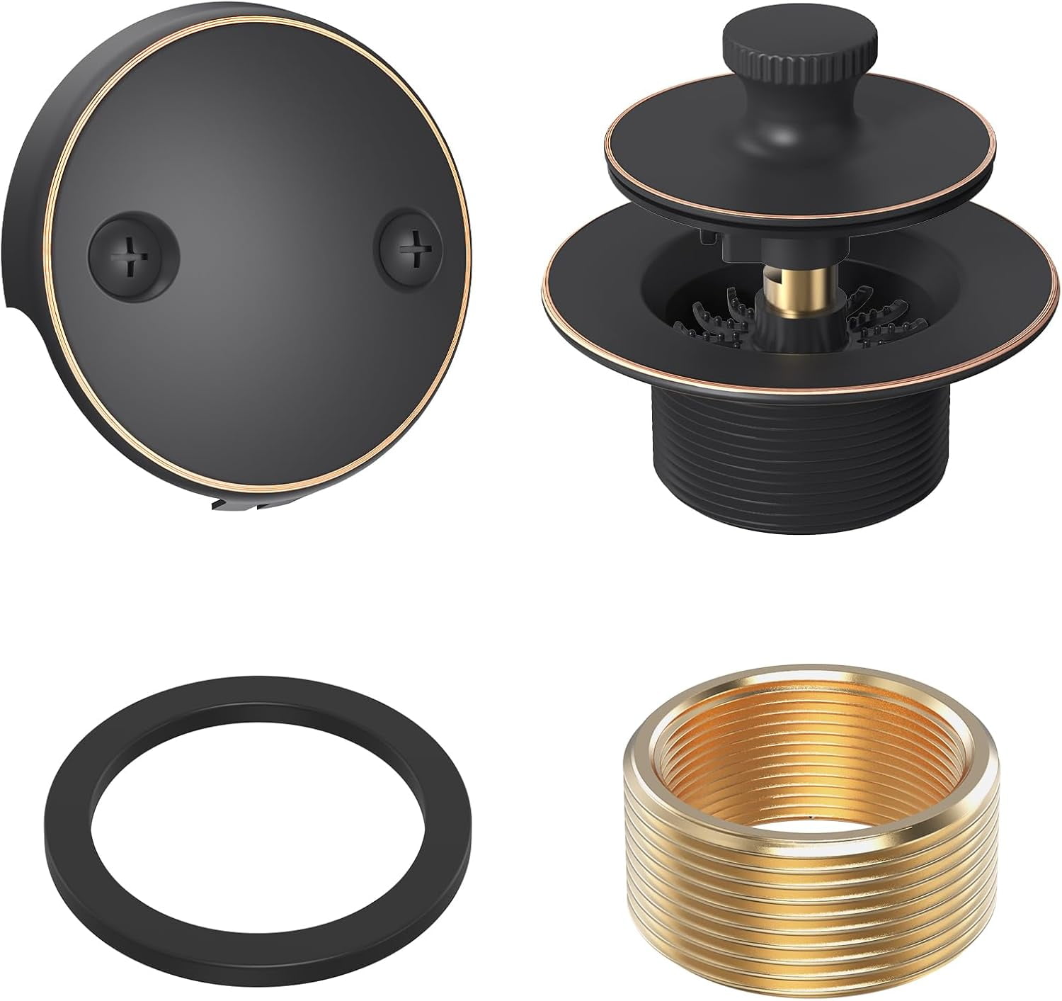 Matte Black Tub Drain and Overflow Kit, Replacement Bath Tub Drain Trim ...