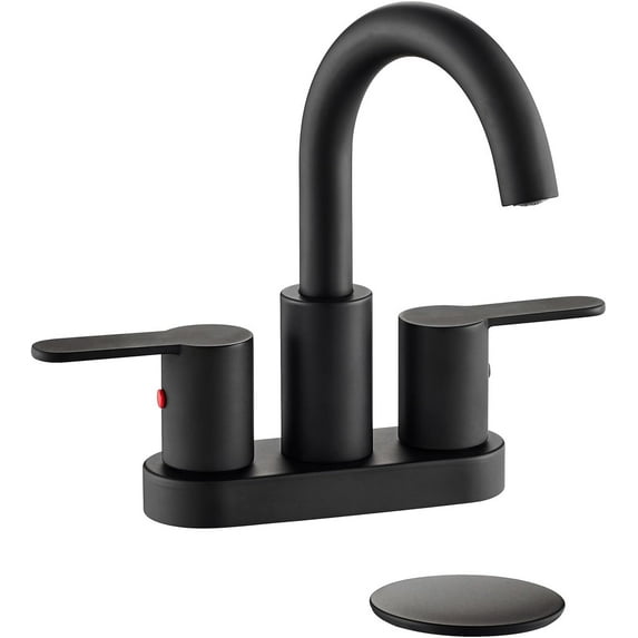 Matte Black Two Handle Centerset Bathroom Sink Faucet with Pop up Drain ...