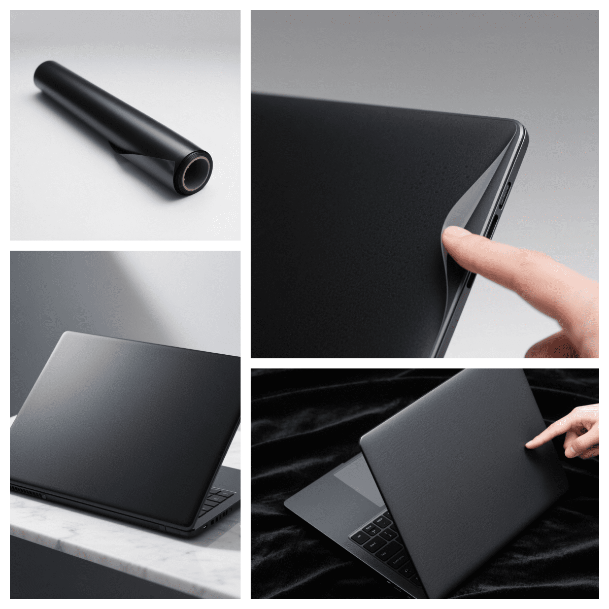 Matte Black Vinyl Wrap Roll 1x5 2x5 4.8x5 FT - Self-Adhesive PVC Film ...