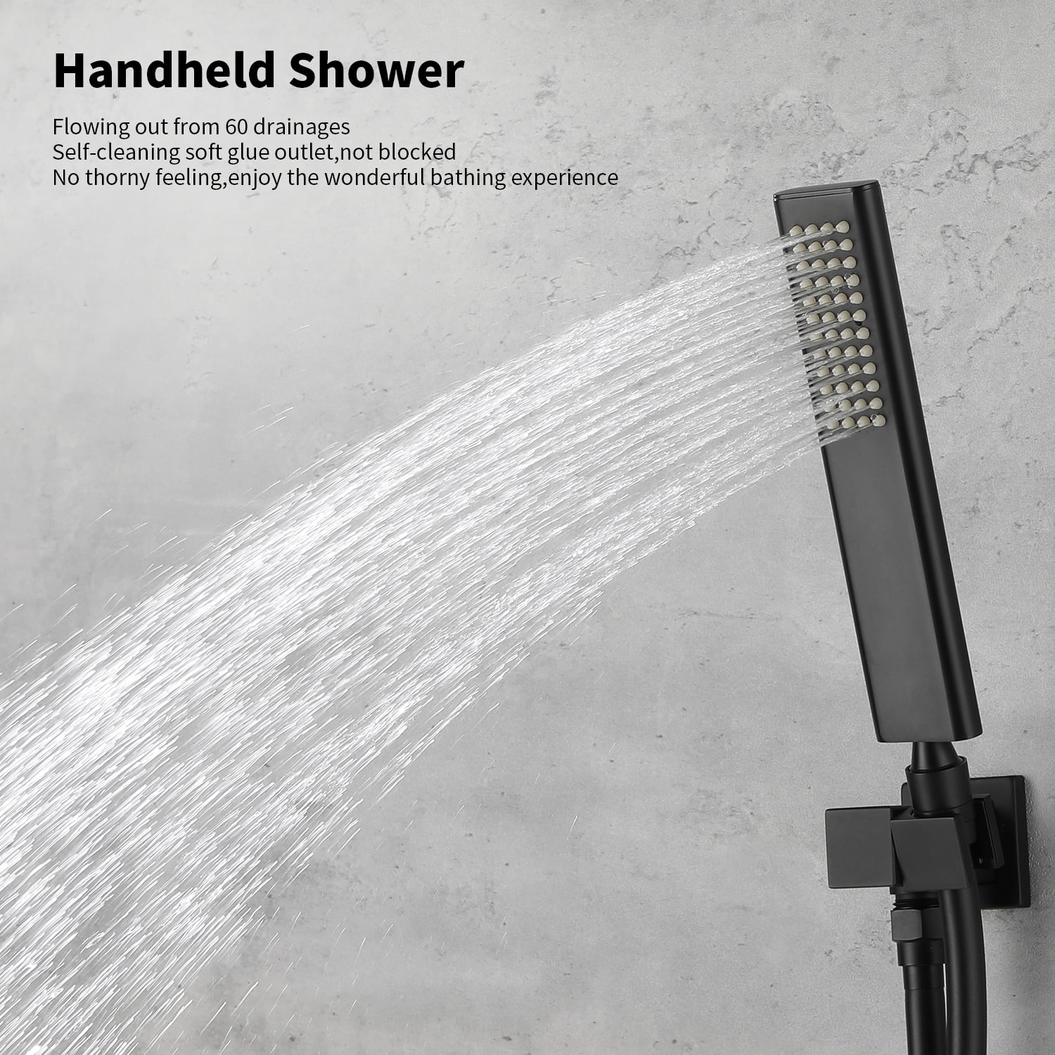 Matte Black Wall-Mount Tub Shower Faucet Set - Solid Brass Waterfall ...
