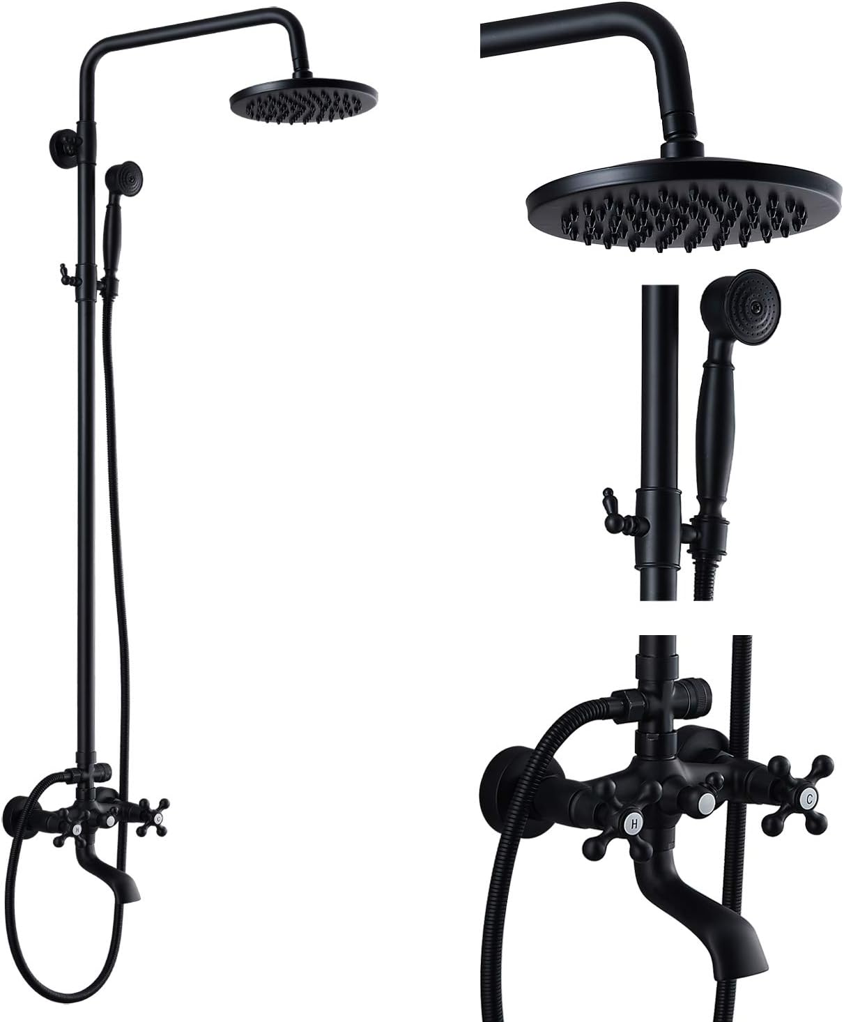 Matte Black Wall Mounted Outdoor Shower System with 8 Inch Shower Head ...