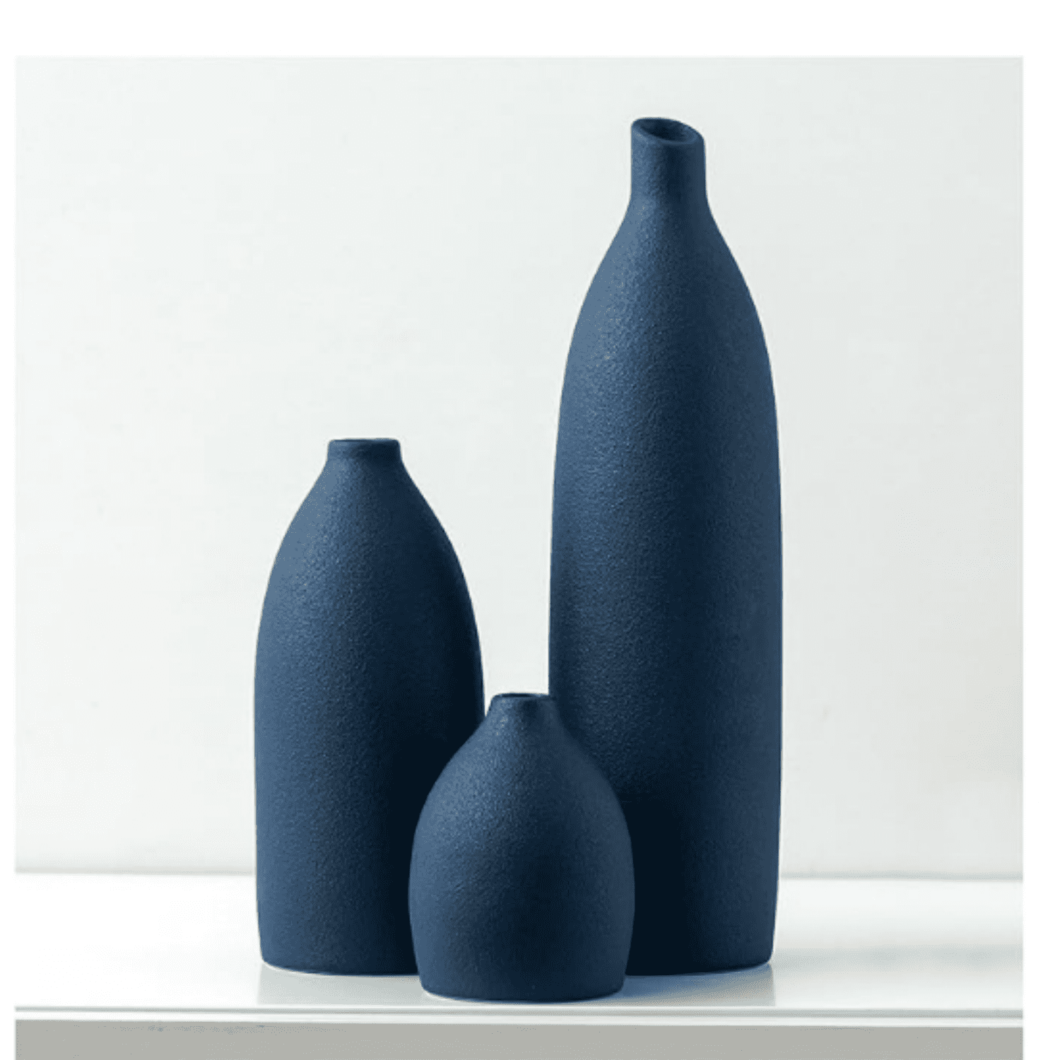 Matte Blue Vase Set Navy Blue Decor Coastal Decor Vases for Kitchen ...