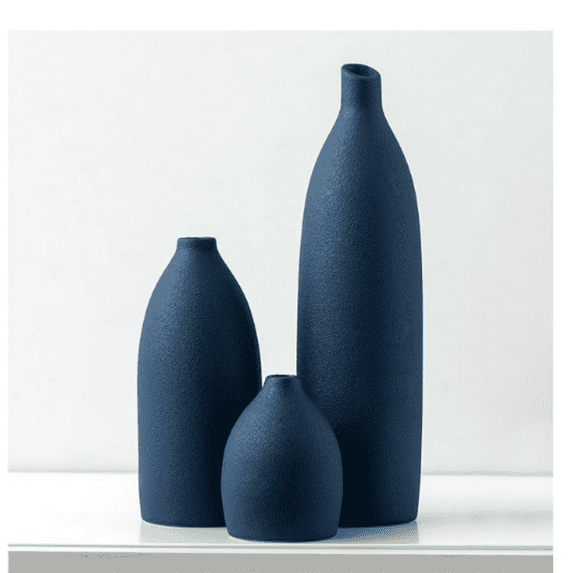 Matte Blue Vase Set Navy Blue Decor Coastal Decor Vases for Kitchen ...