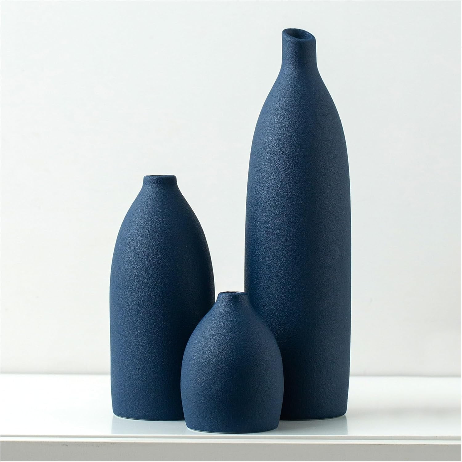 Matte Blue Vase Set Navy Blue Decor Coastal Decor Vases for Kitchen ...