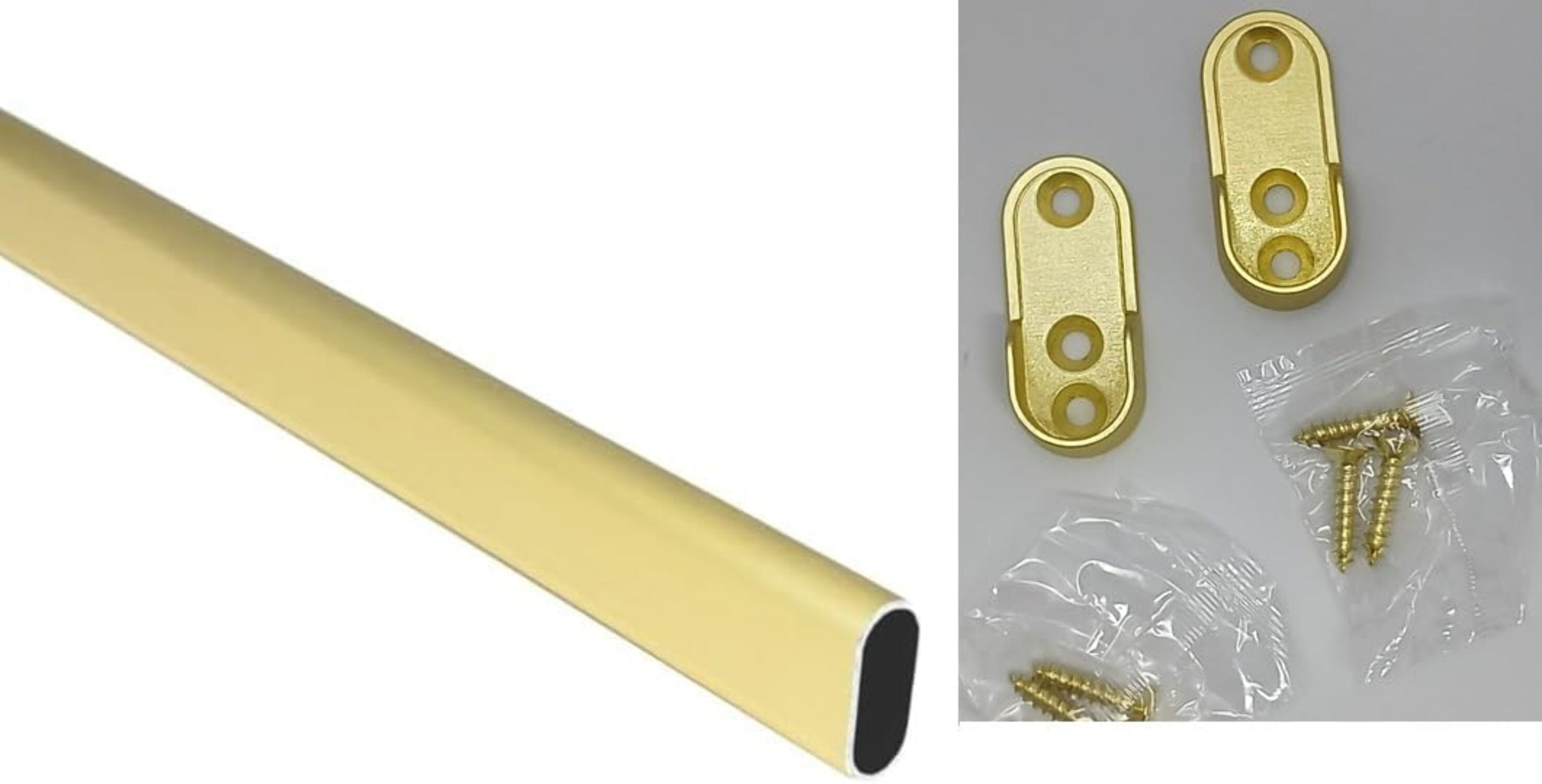 Matte Brass Aluminum Oval Wardrobe Tube Closet Rod with Two End Caps ...