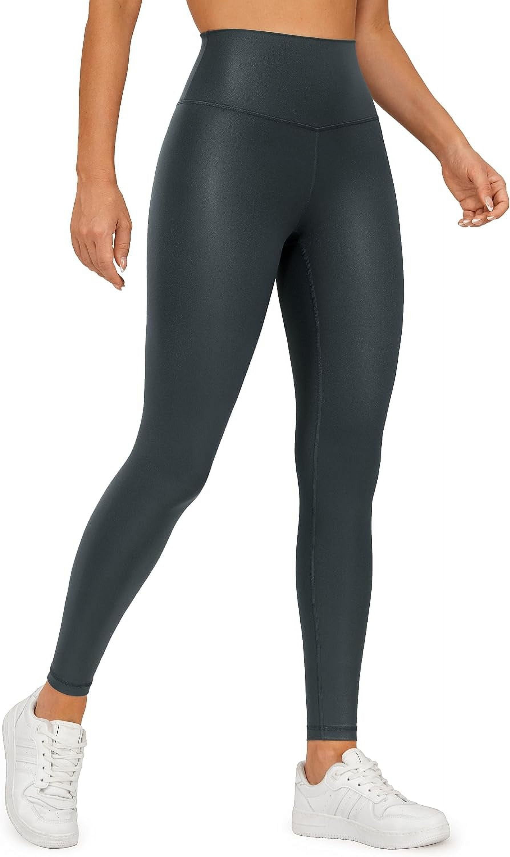 Matte Faux Leather Leggings for Women 28" - High Waisted Stretch Ankle ...