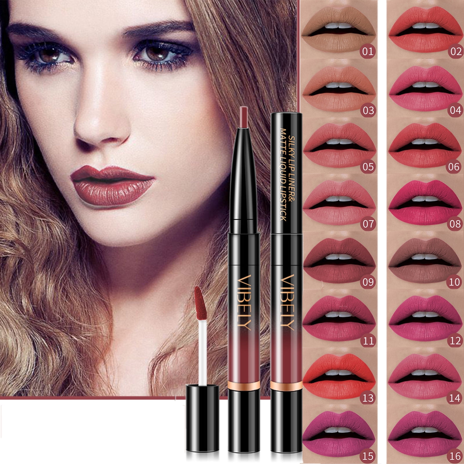 Matte Finish Lip Line Pen, Rotary Lip Glaze, Long-Lasting Pigment ...