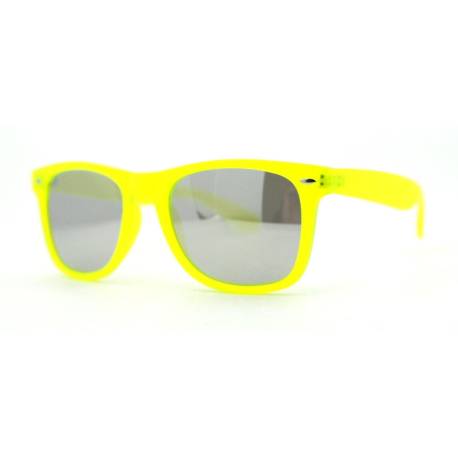 Matte Frost Neon Iconic Hipster Horn Rim Silver Mirror Sunglasses ...
