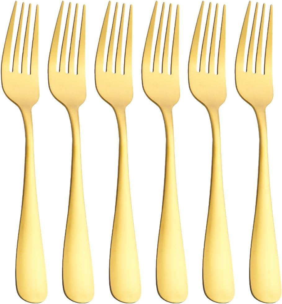 Matte Gold Dinner Fork Set, 8.0-inch Stainless Steel Satin Finish Fork ...