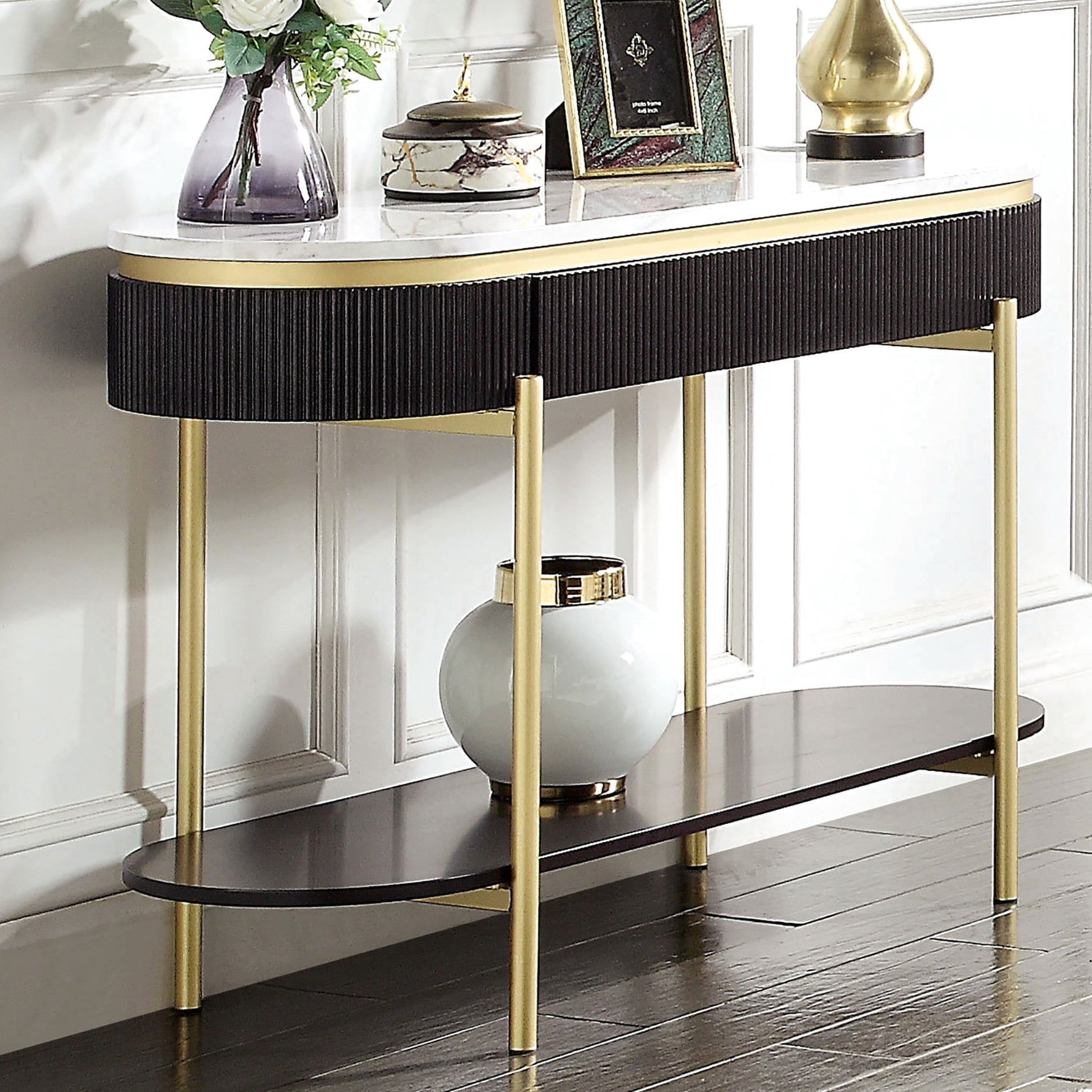 Matte Gold Frames and White Faux Marble | For Contemporary Living ...