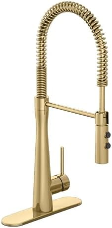 Matte Gold Kitchen Faucet with Soap Dispenser, Single Handle, Dual ...