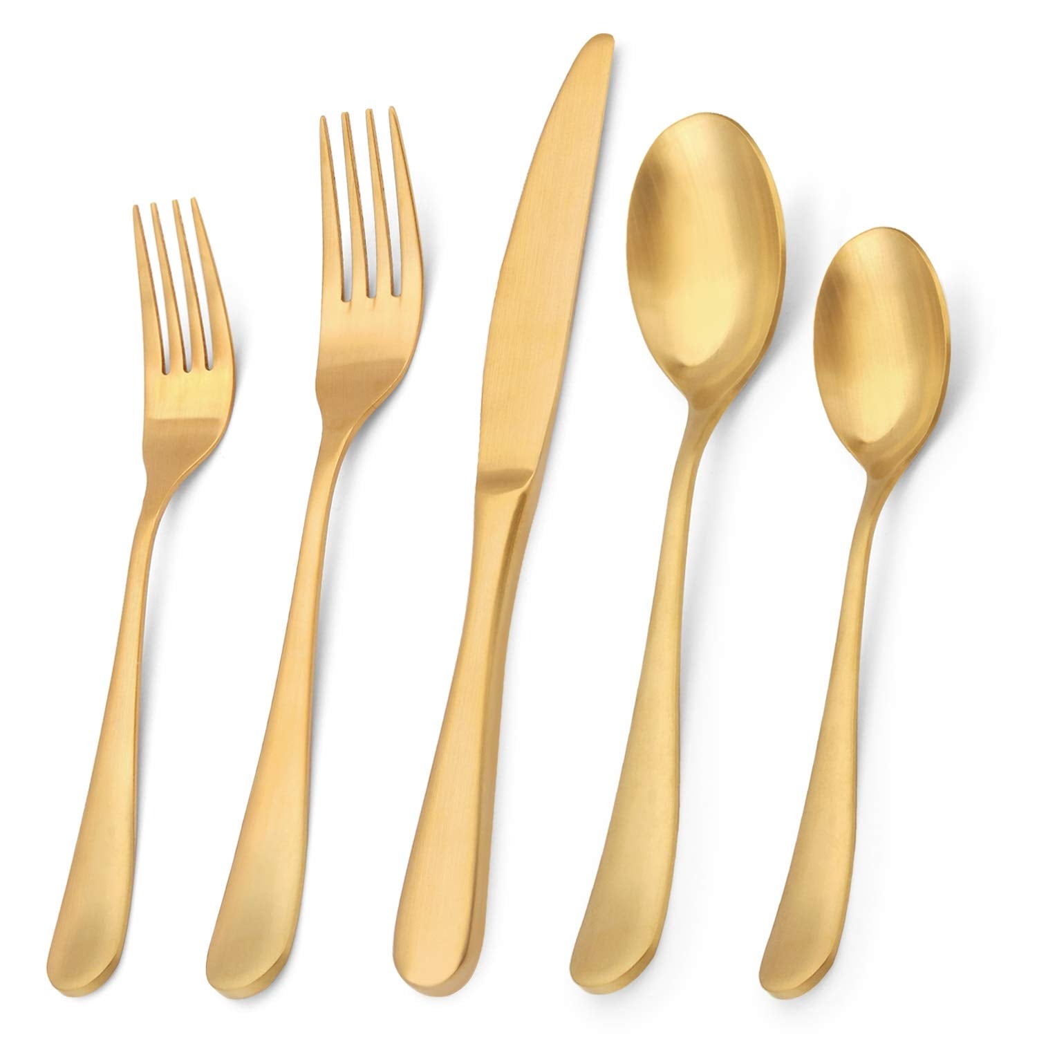 Matte Gold Silverware Set, 20-Piece Stainless Steel Flatware Set ...