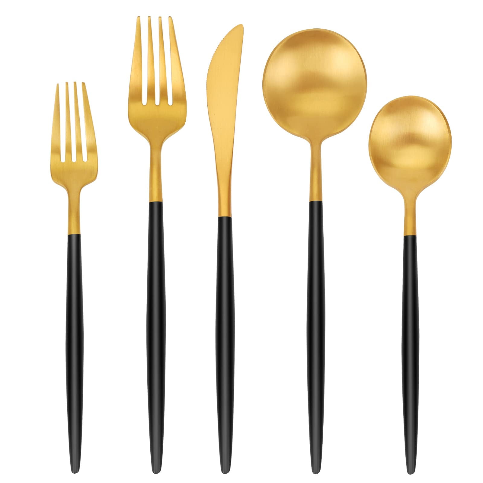 Matte Gold Silverware Set, 20-Piece Stainless Steel Satin Finish ...