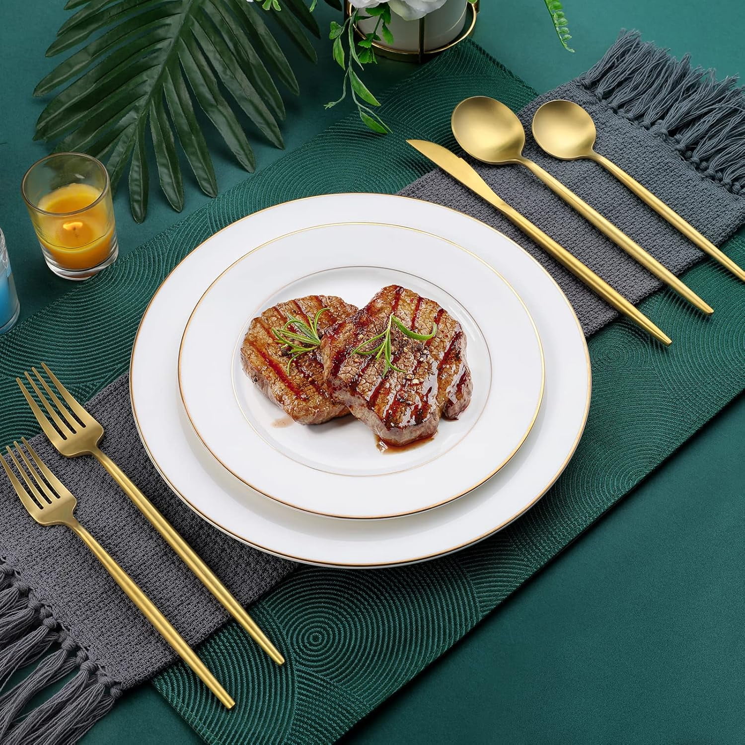 Matte Gold Silverware Set, 30-Piece Stainless Steel Flatware Set for 6 ...