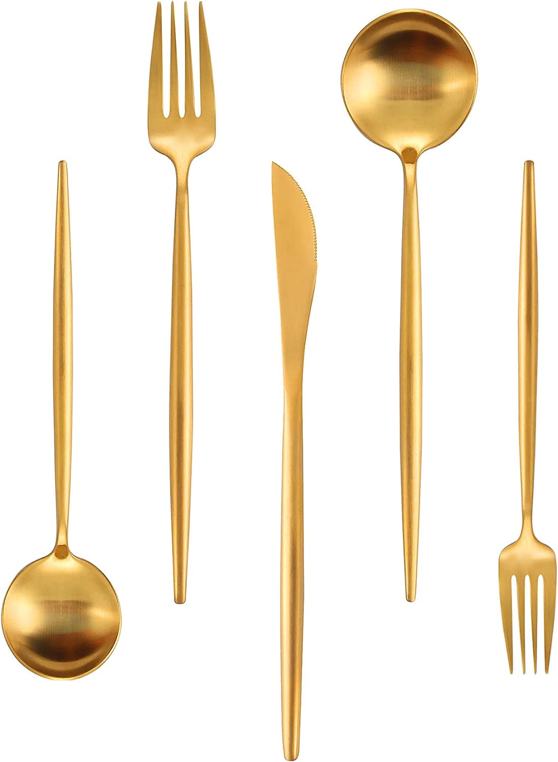 Matte Gold Silverware Set, 40 Pieces Stainless Steel Flatware Set ...