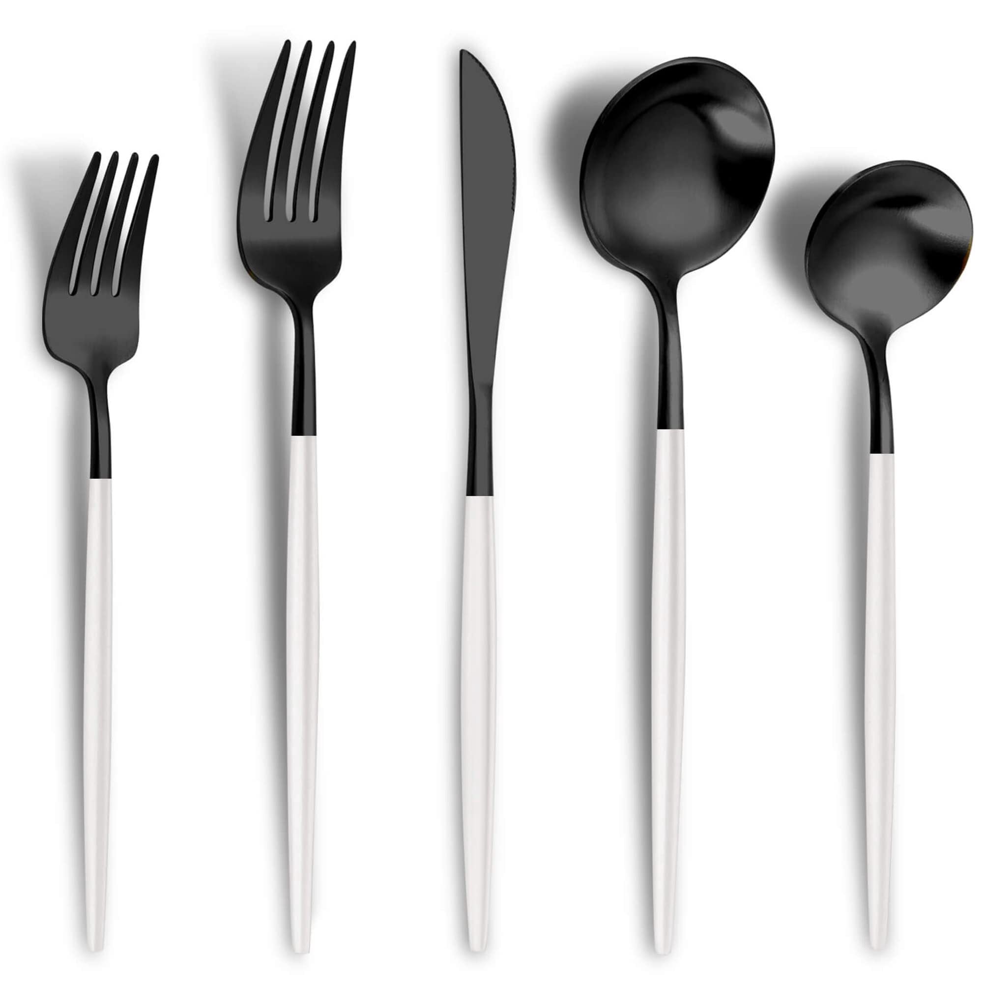 Matte Gold Silverware Set for 6,Modern Stainless Steel Brushed Cutlery ...