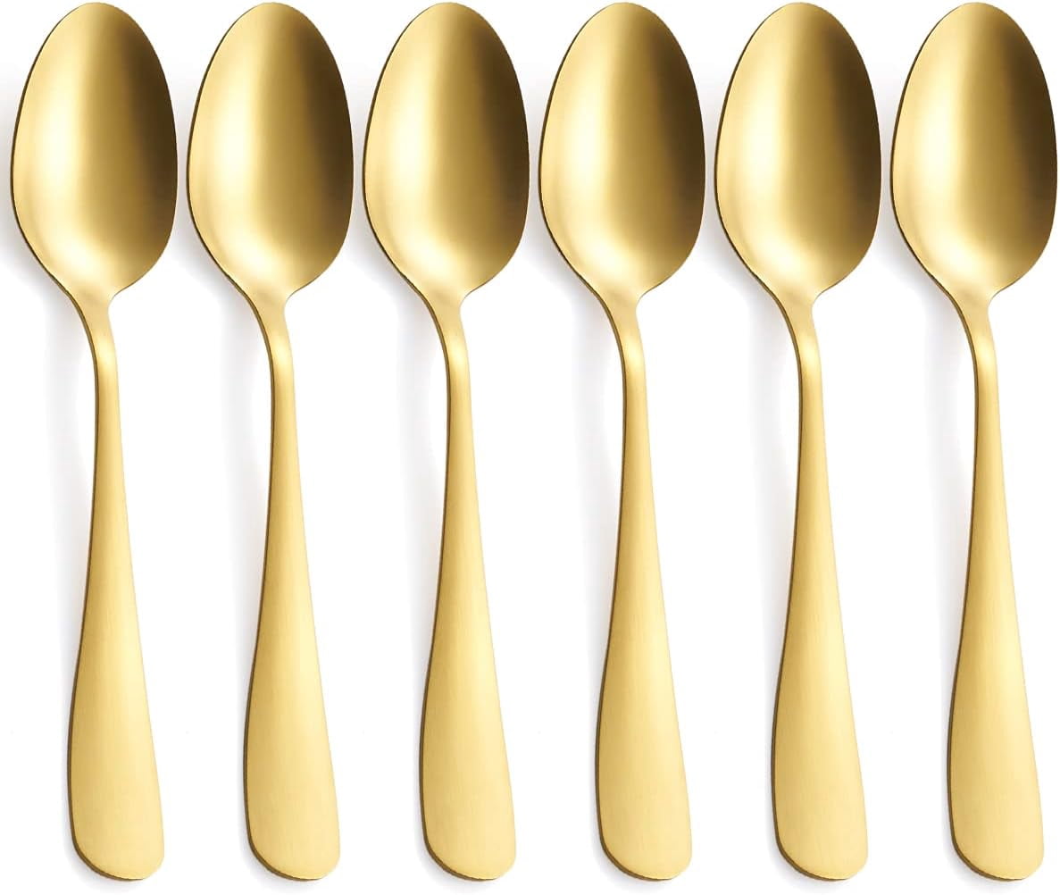 Matte Gold Spoons Set - 7.8 Inch Stainless Steel Satin Finish Dinner ...