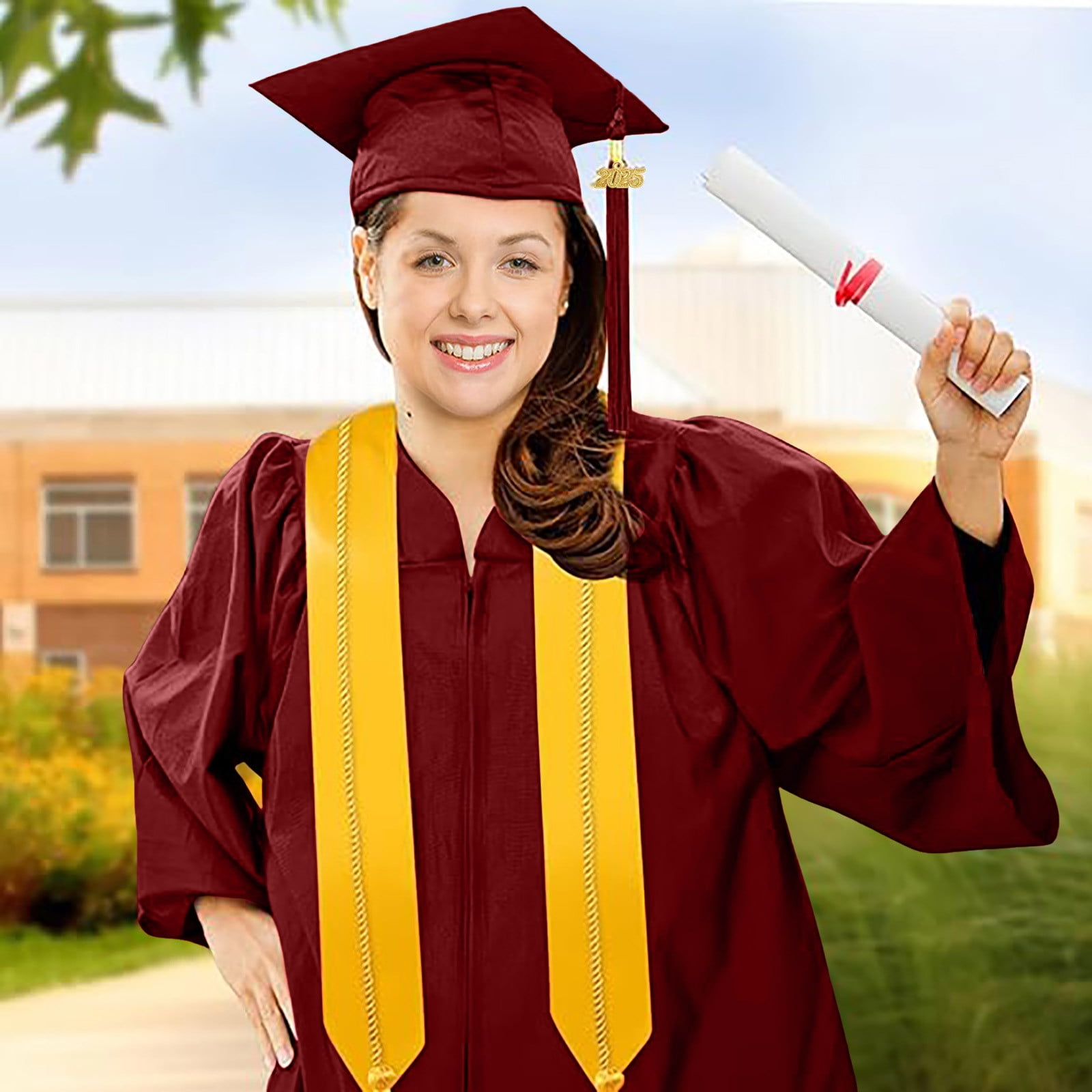 Matte Graduation Cap Gown 2024 2025 Tassel Set with Honor Cord ...