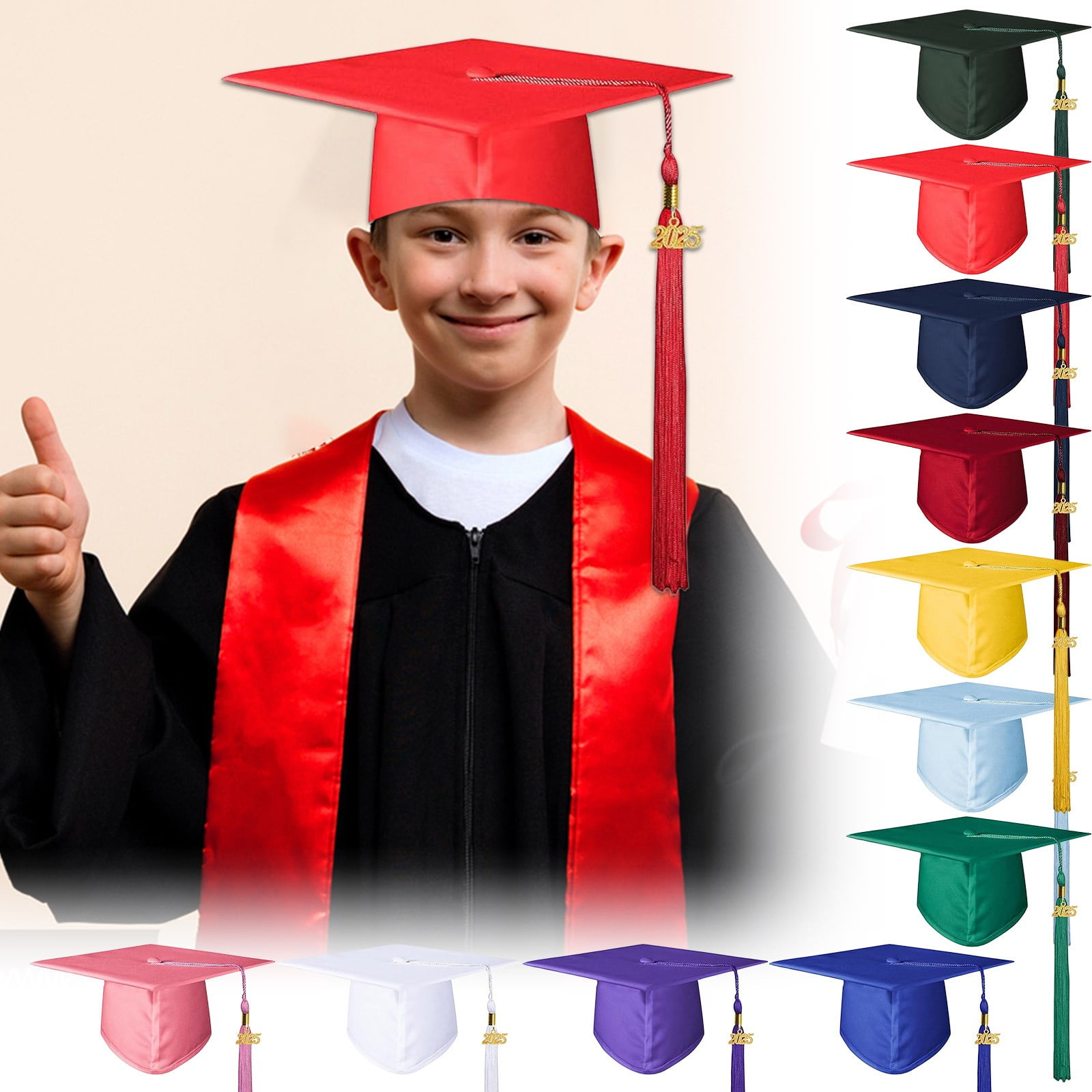 Matte Graduation Cap & Graduation Hat with 2025 Tassel - Unisex Adult ...