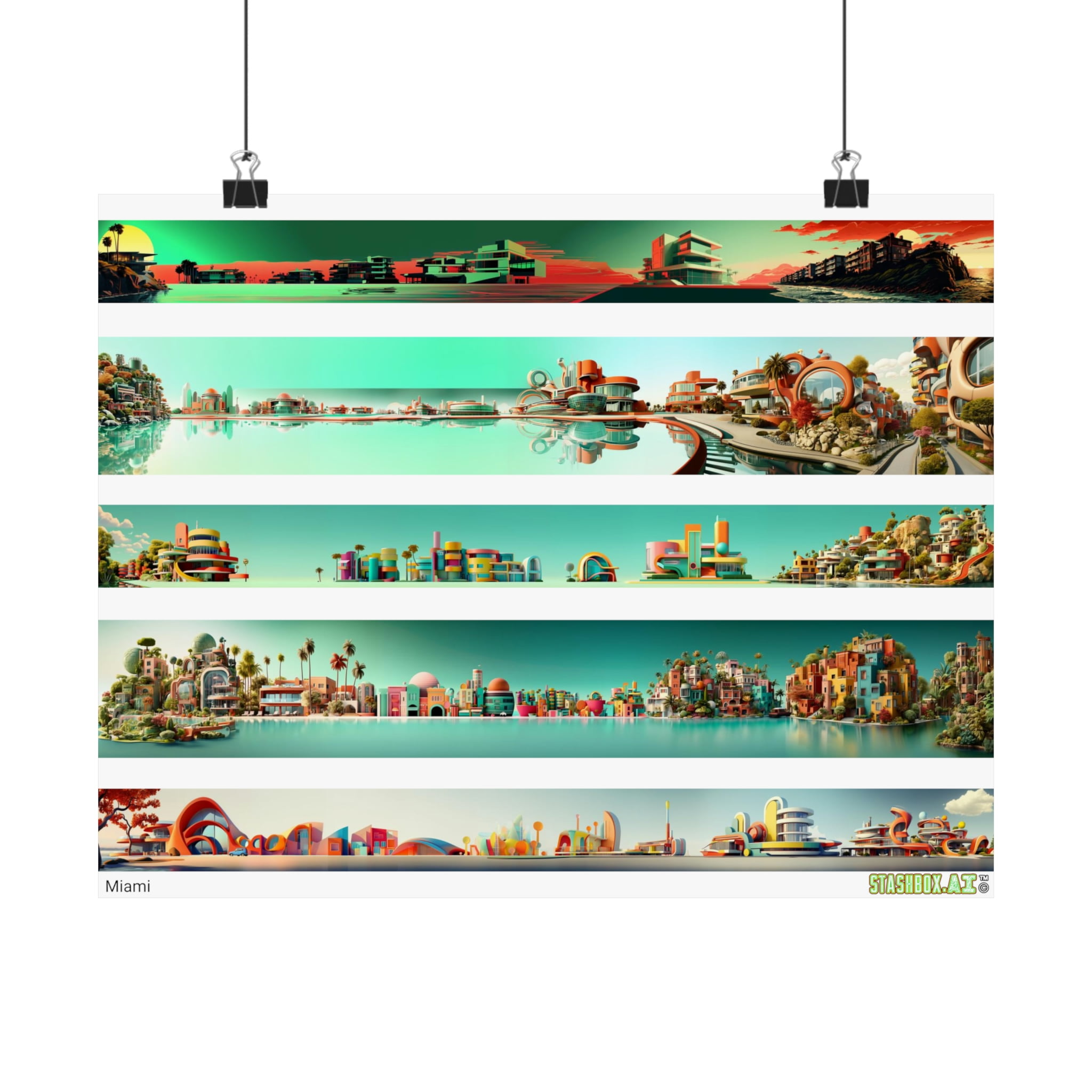 Matte Horizontal Poster Miami Architecture 5-in-1 02 - Walmart.com