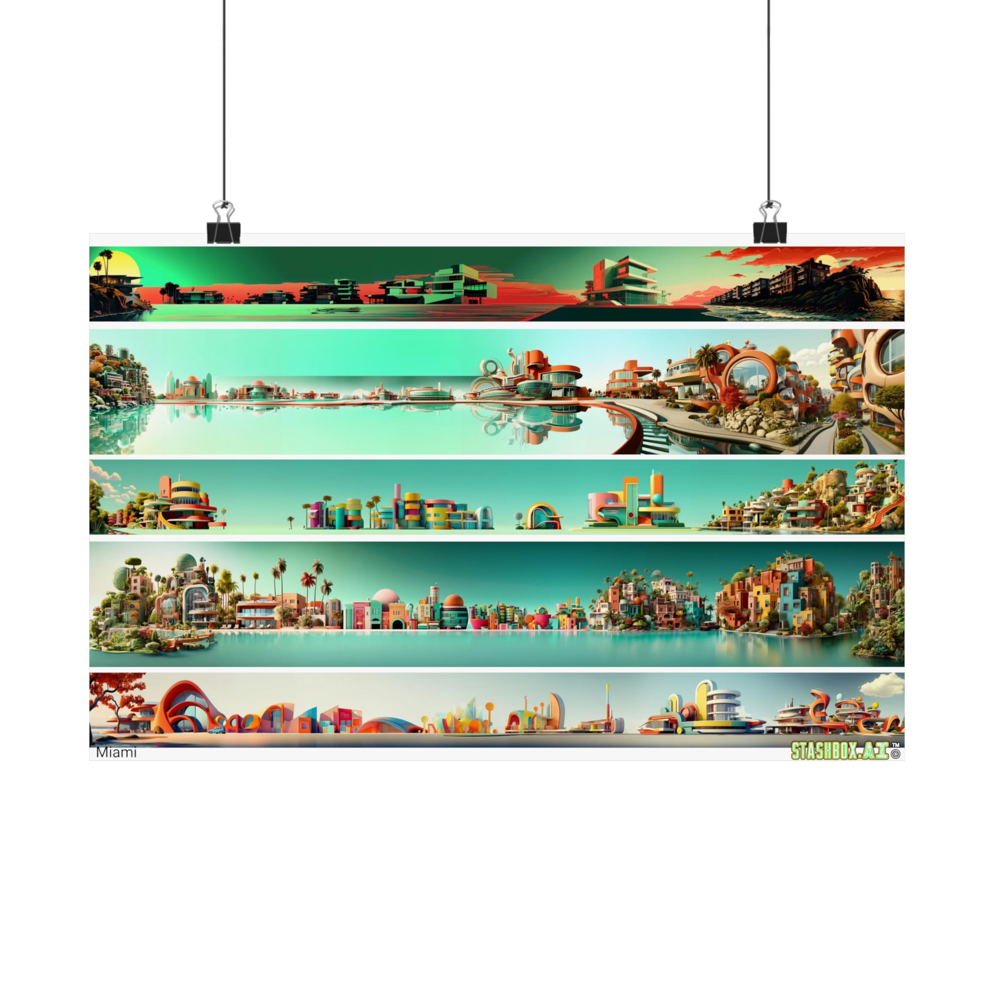 Matte Horizontal Poster Miami Architecture 5-in-1 02 - Walmart.com