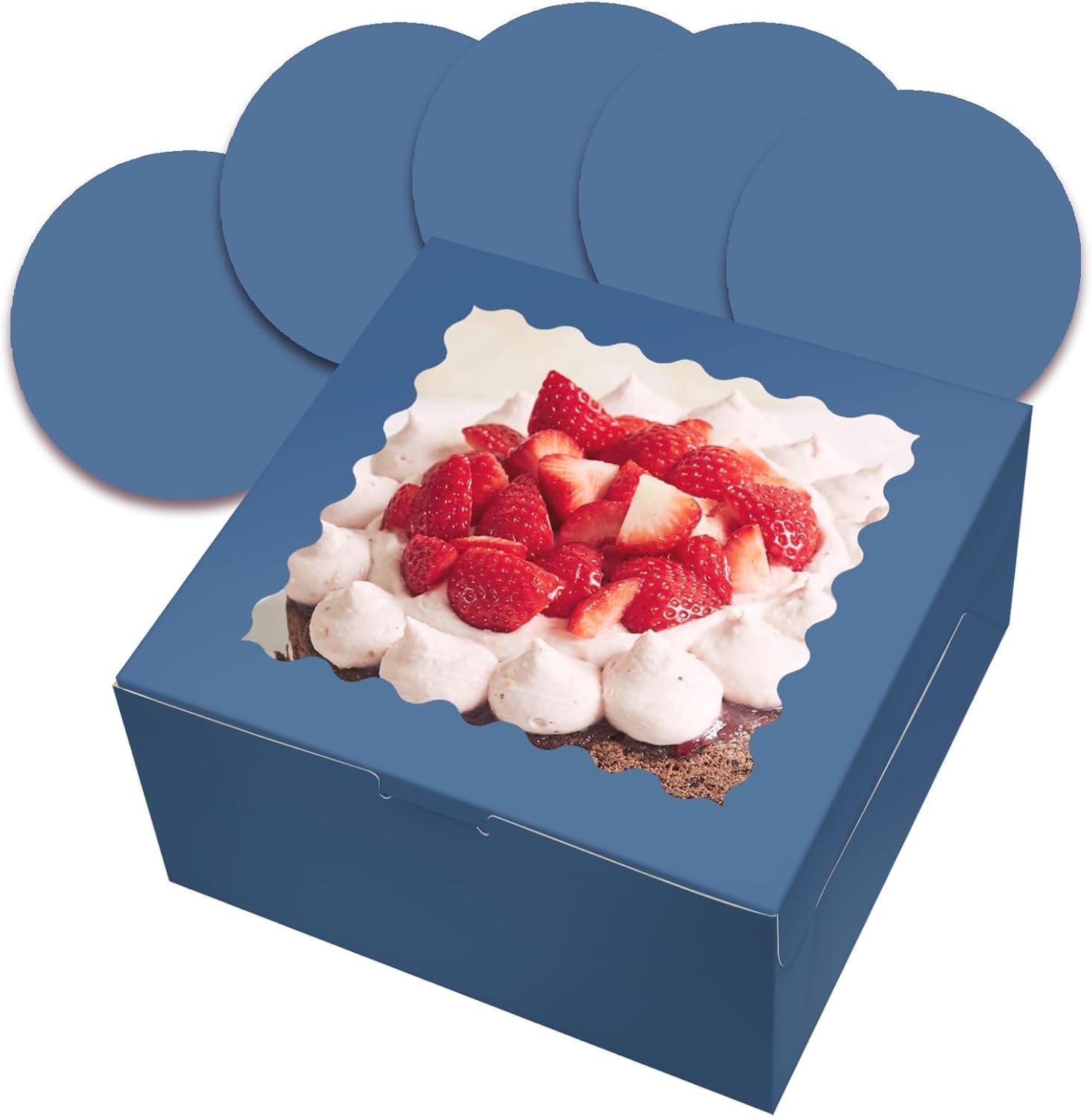 Matte Ink Blue 18-Pack Cake Boxes with Windows, 10x10x5 Inch, 18pcs ...