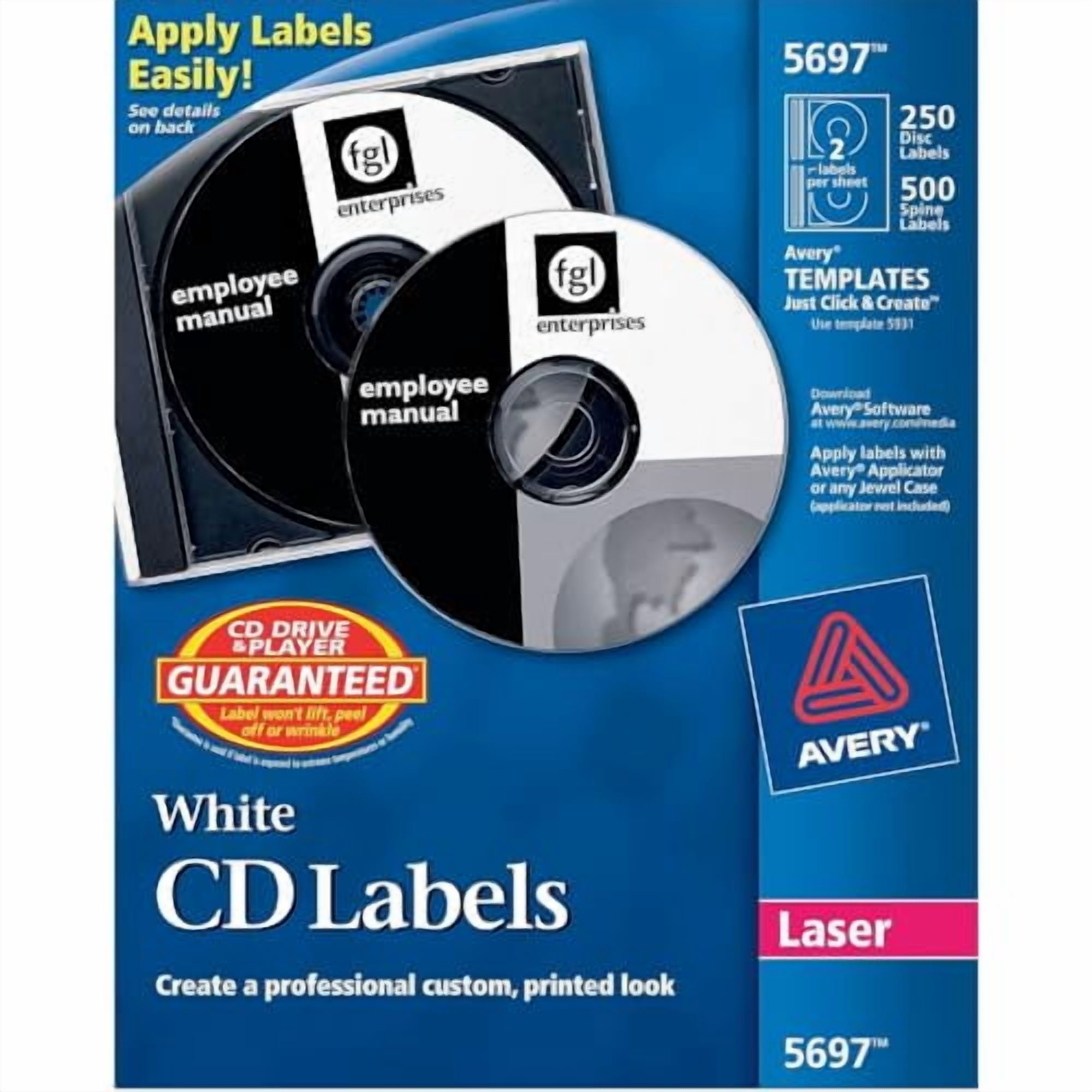 Matte Laser CD/DVD Labels, White, 250/Pack (AVE5697) - Walmart.com
