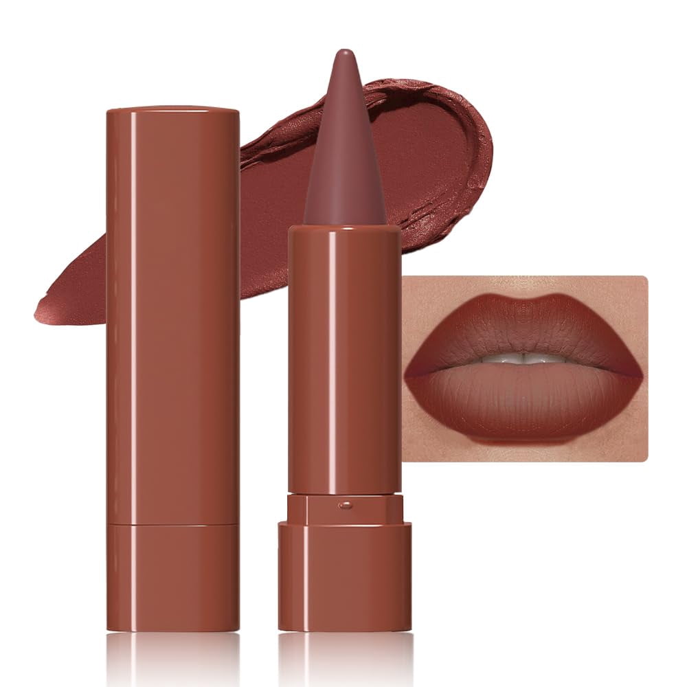 Matte Lip Crayon Lip Liner and Lipstick Combo Sets, Reddish Brown ...