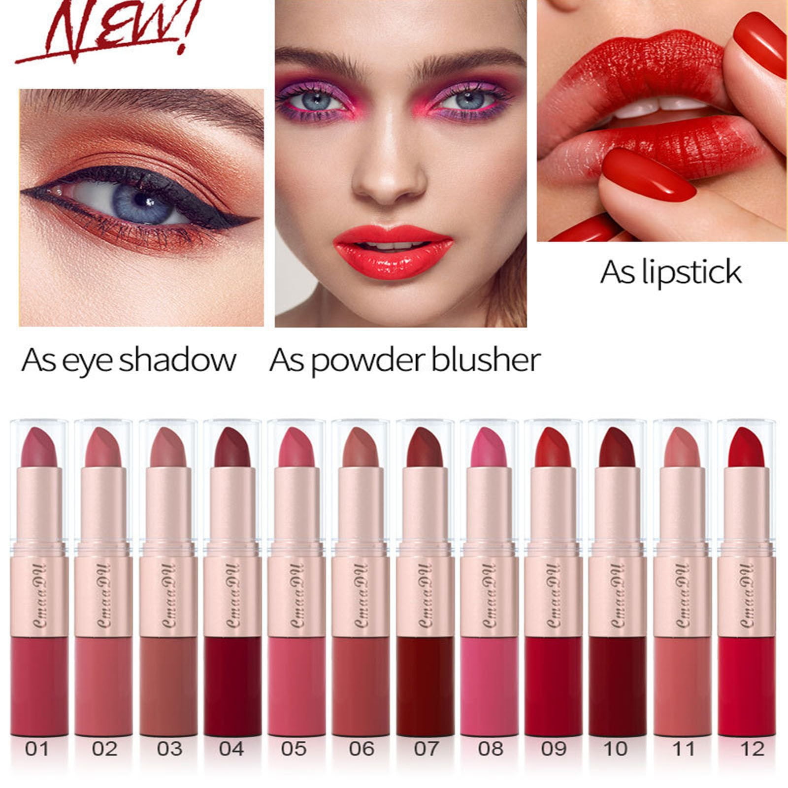 Matte Lipstick, 3-in-1 Lip Gloss, Long-Lasting, Sheer Finish, For Daily ...
