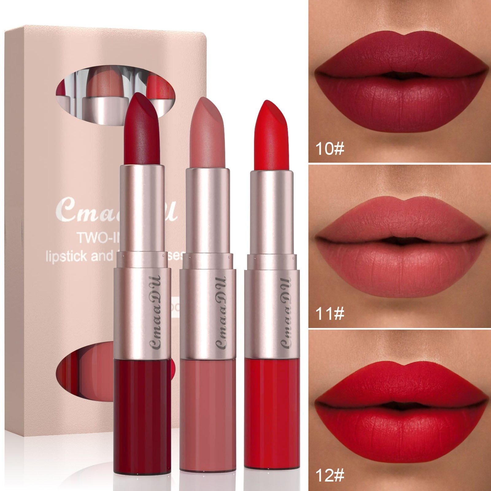 Matte Lipstick, 3-in-1 Lip Gloss, Long-Lasting, Sheer Finish, For Daily ...