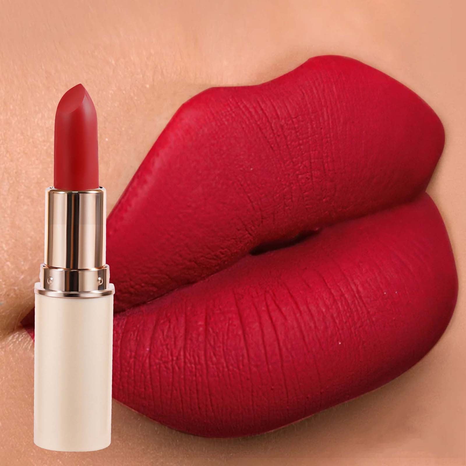 Matte Lipstick, Long Lasting Color, Smooth Velvet Texture, Classic Cherry Hue, For Everyday Wear ...