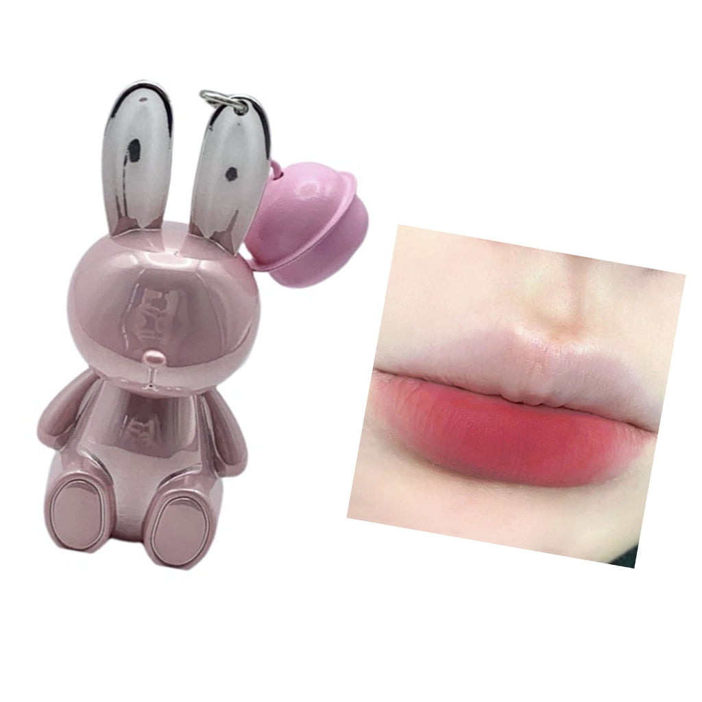 Matte Liquid Lipstick,Cute Rabbit Lips Glaze 2 in 1 Keychain Lip Gloss ...
