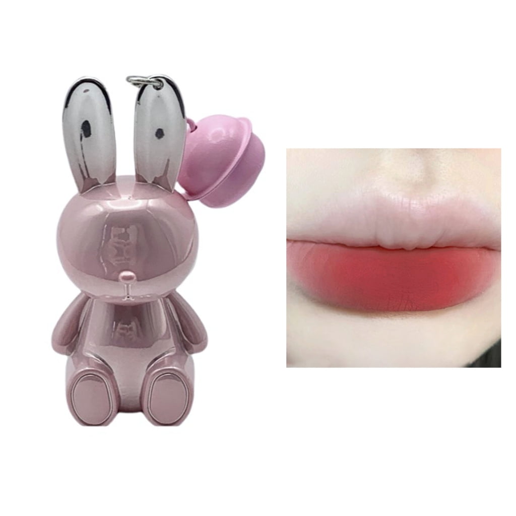 Matte Liquid Lipstick,Cute Rabbit Lips Glaze 2 in 1 Keychain Lip Gloss ...