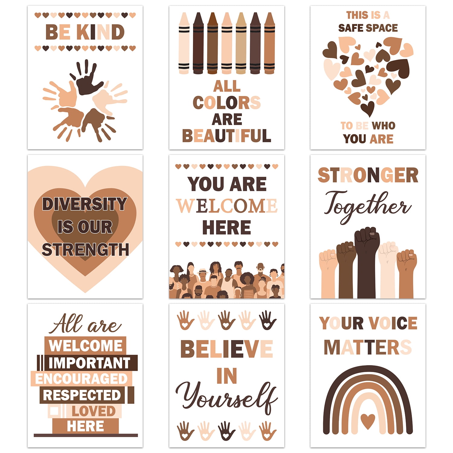 Matte Motivational Posters 9 Design Styles Equal Encouragement Theme ...