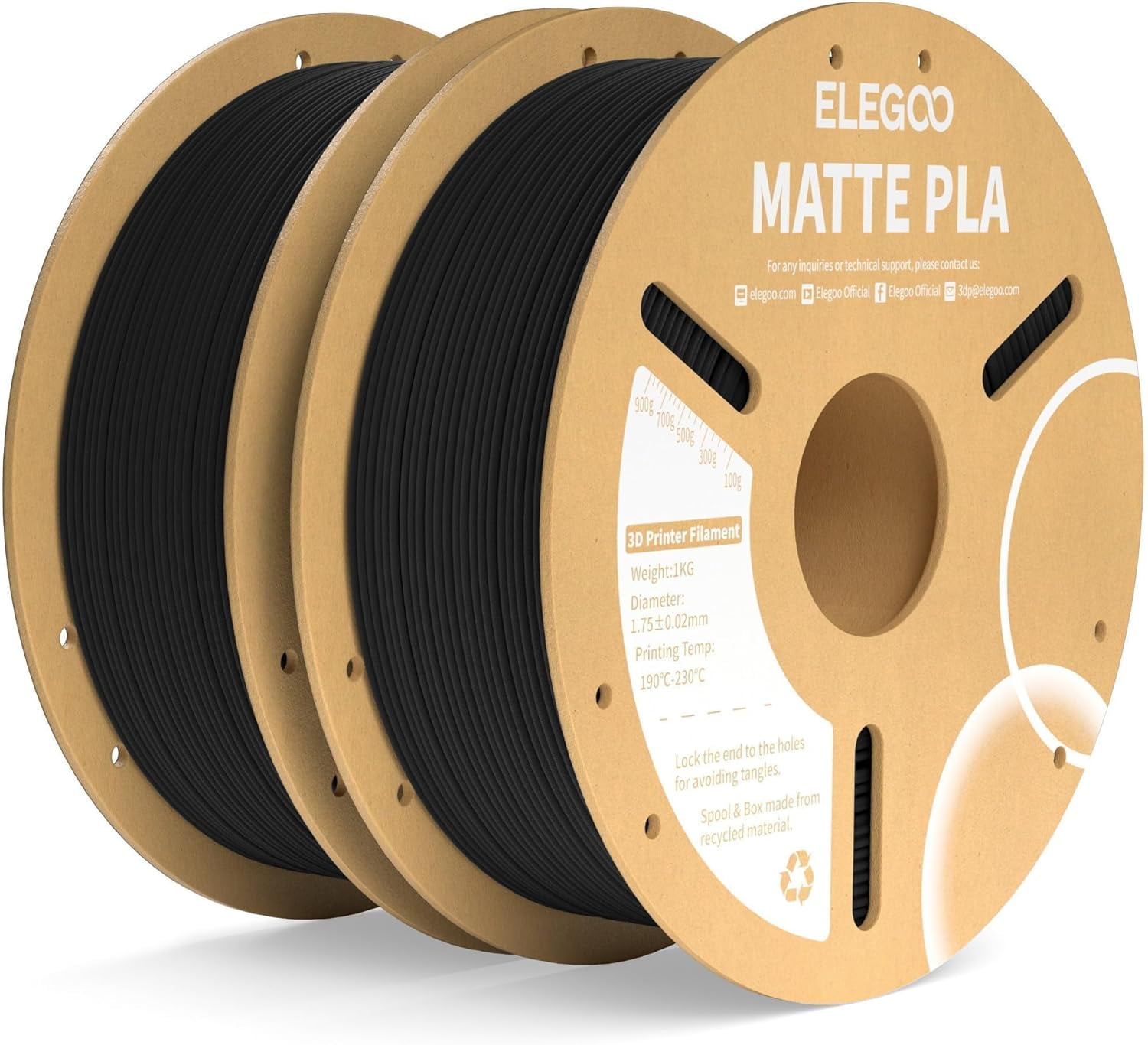 Matte PLA Filament Black 2KG, 1.75mm 3D Printer Dimensional Accuracy ...