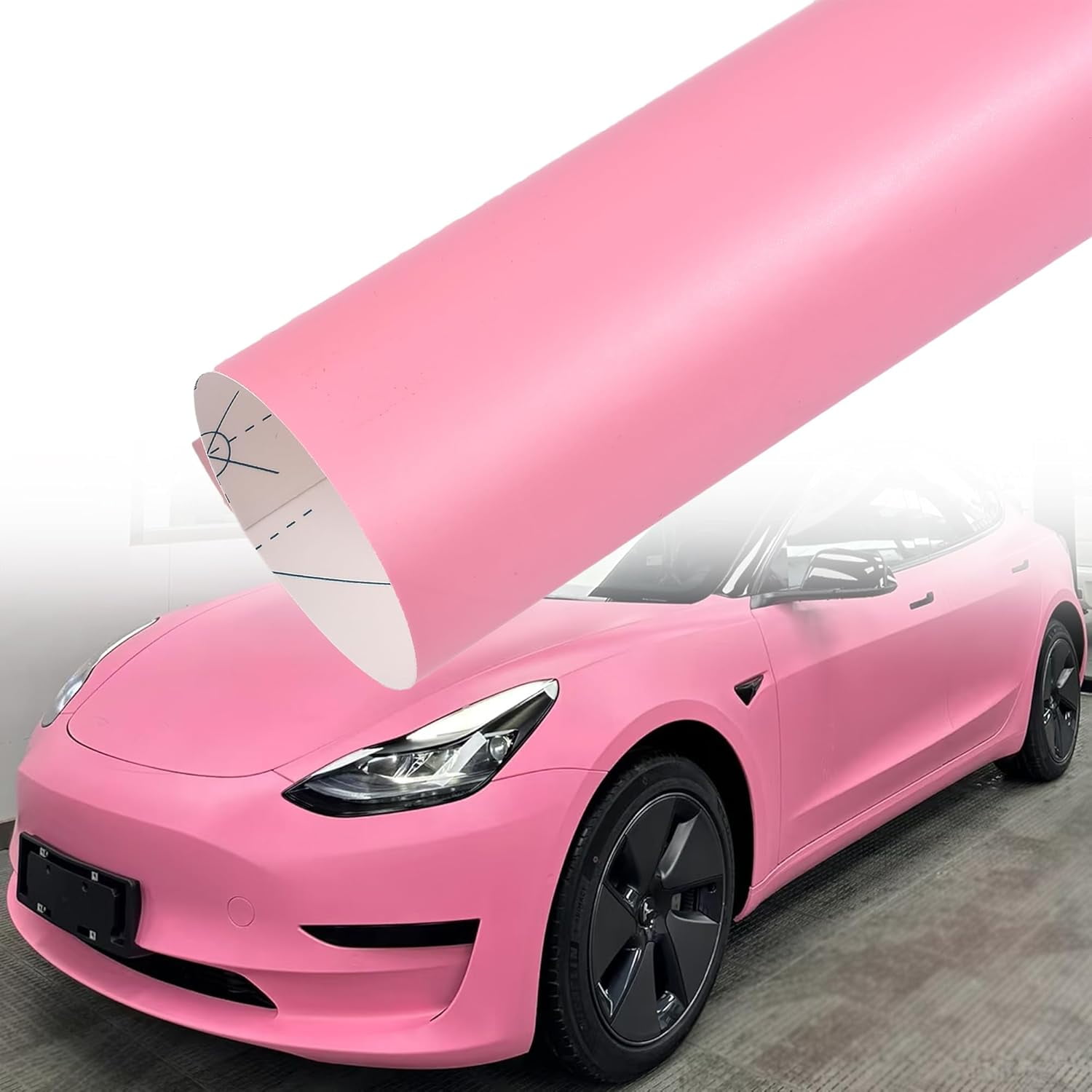 Matte Pink Car Vinyl Wrap Film Charming Pink Satin Finish Self Adhesive ...