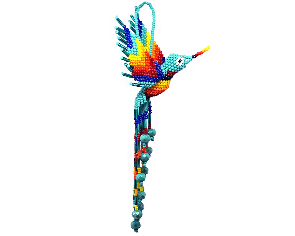 Matte Rainbow Hummingbird Hanging Figurine Ornament Czech Glass Seed ...