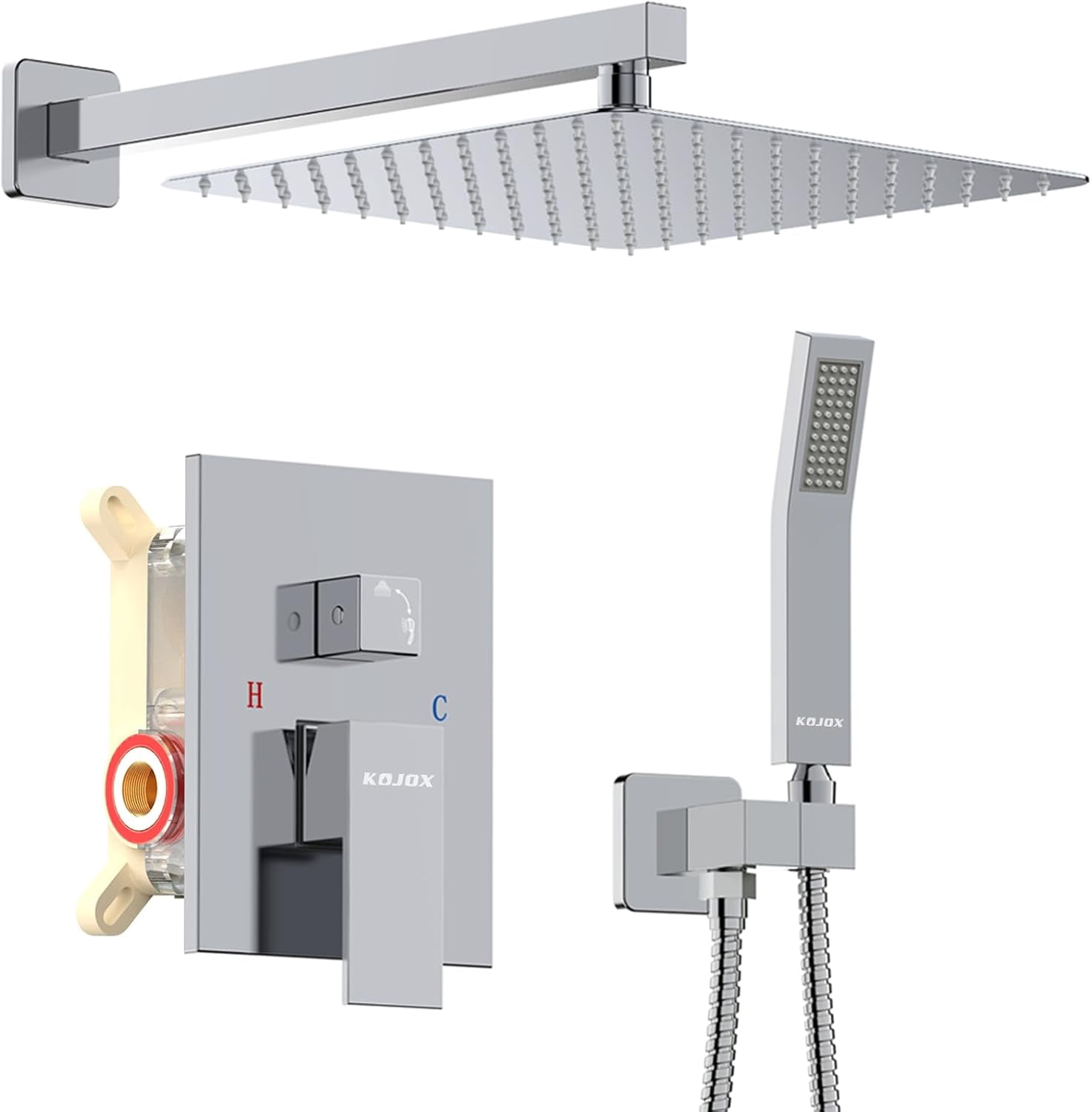 Matte Rainfall Shower System - Premium Shower Head & Handheld Sprayer ...