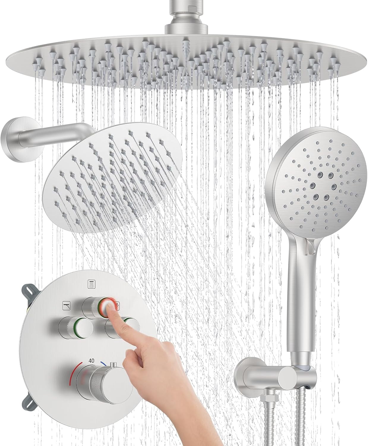 Matte Rainfall Shower System - Premium Shower Head & Handheld Sprayer ...