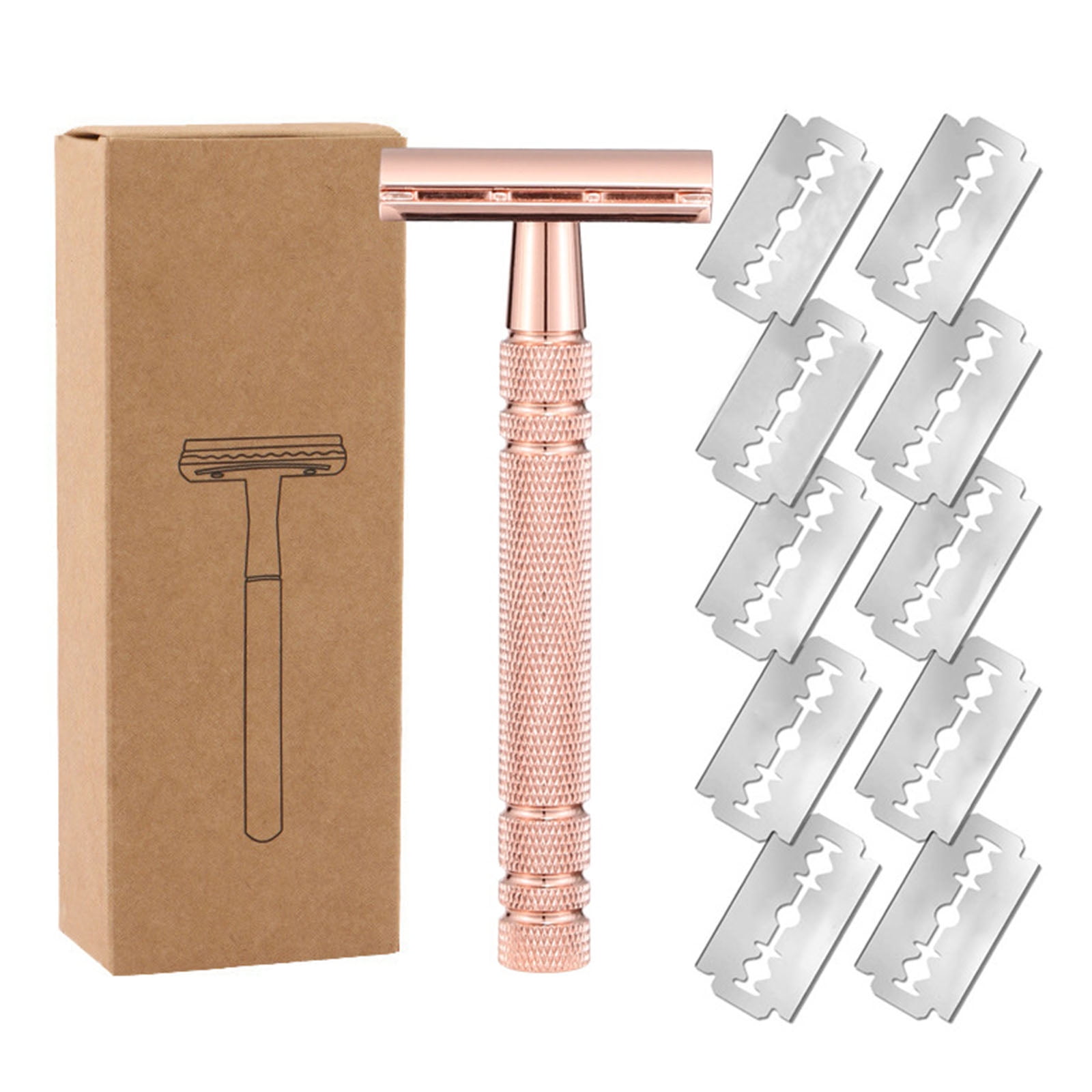 Matte Rose Gold Safety Razor, Single Blade Razors for Women, Reusable ...