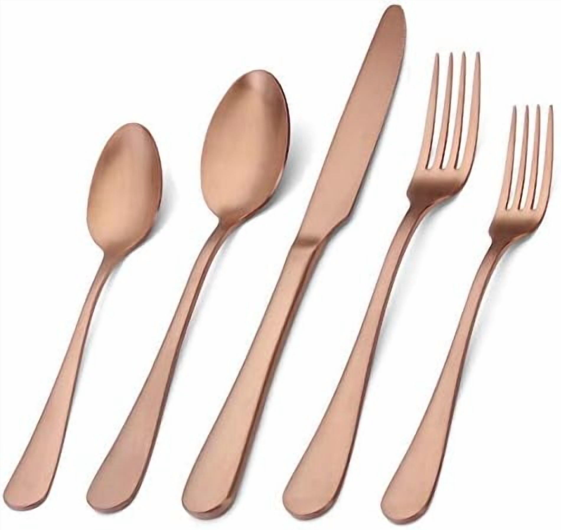Matte Rose Gold Silverware Set , Satin Finish 20-Piece Stainless Steel ...